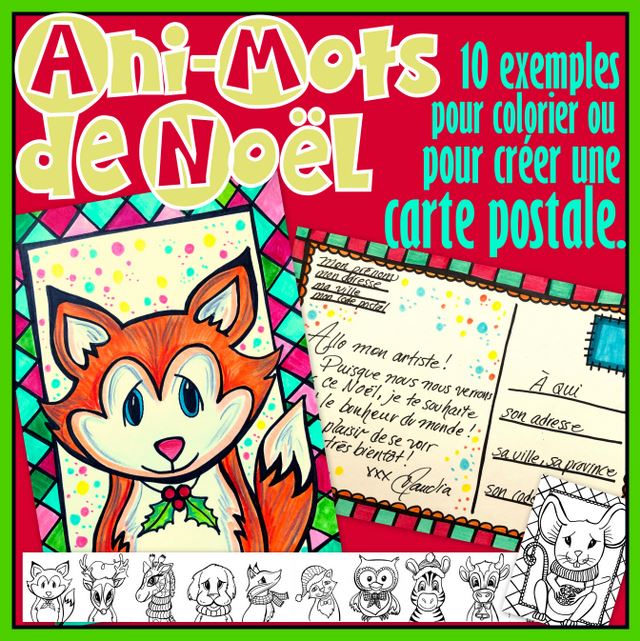 Ani-Mots de Noël - Carte postale - Arts plastiques – Créations Claudia ...